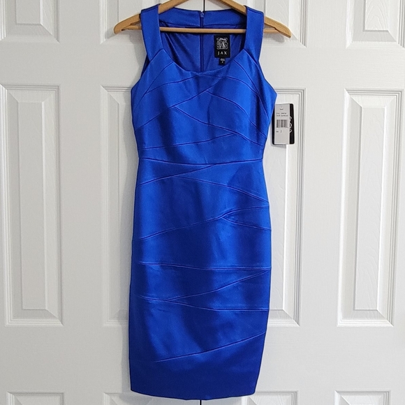 Jax | Dresses | Jax Electric Blue Bandage Bodycon Sleevless Cocktail ...